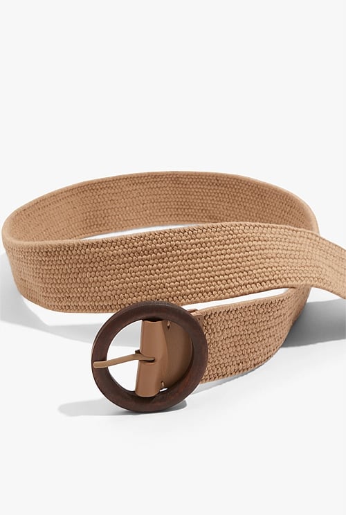 Natural Recycled Polyester Woven Stretch Belt - Belts | Country Road