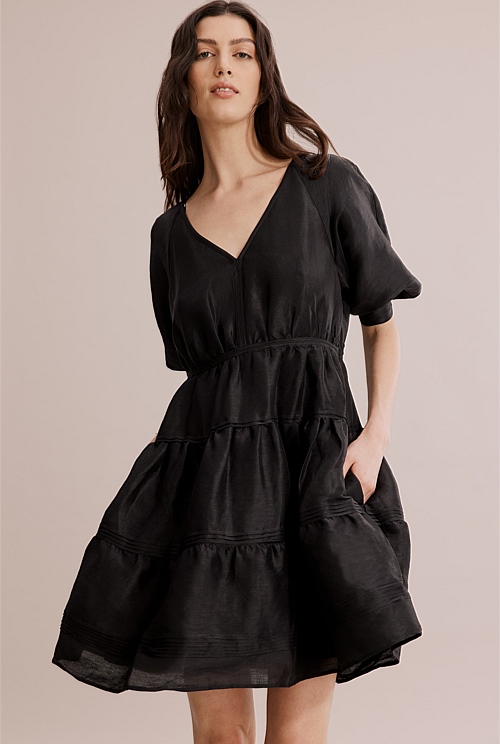 Black Tuck Detail Mini Dress - Dresses | Country Road