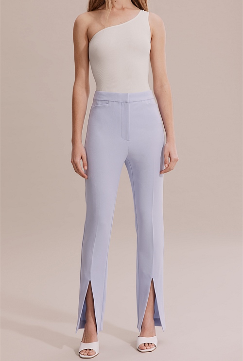 Pale Blue Slim Front Split Pant - Pants | Country Road
