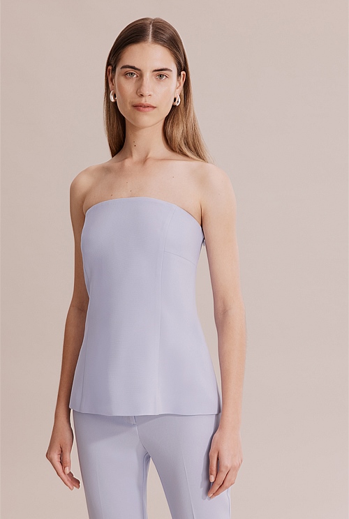 Pale Blue Strapless Top - T-Shirts & Tops | Country Road