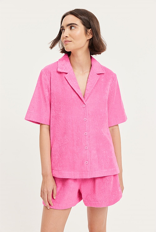 Candy Pink Australian Cotton Terry Shirt - Natural Fibres | Country Road
