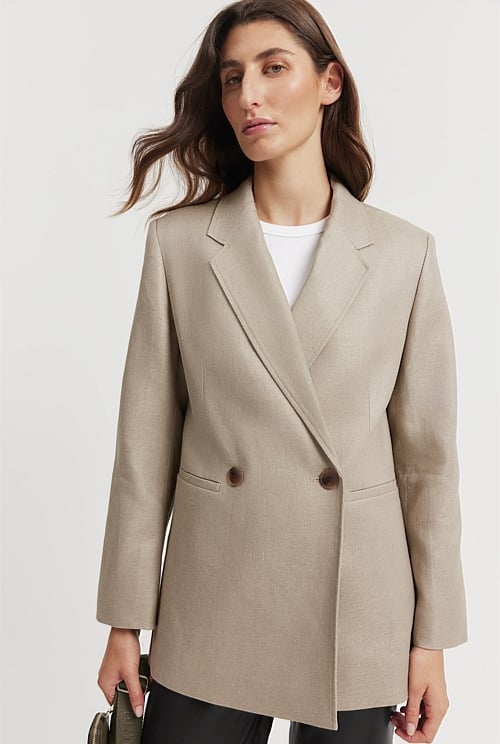 Pebble Twill Blazer - Natural Fibres | Country Road