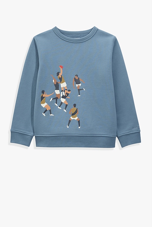 Faded Blue Australian Cotton Football Sweat - Sweats | Country Road