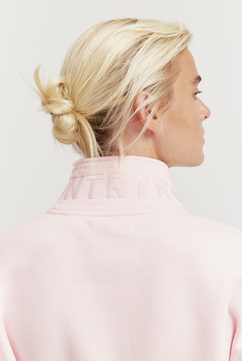 Petal Australian Cotton Zip Collar Sweat - Natural Fibres | Country Road