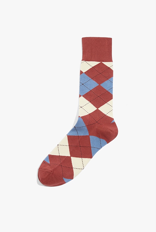 Rust Red Australian Cotton Argyle Sock - Work | Country Road