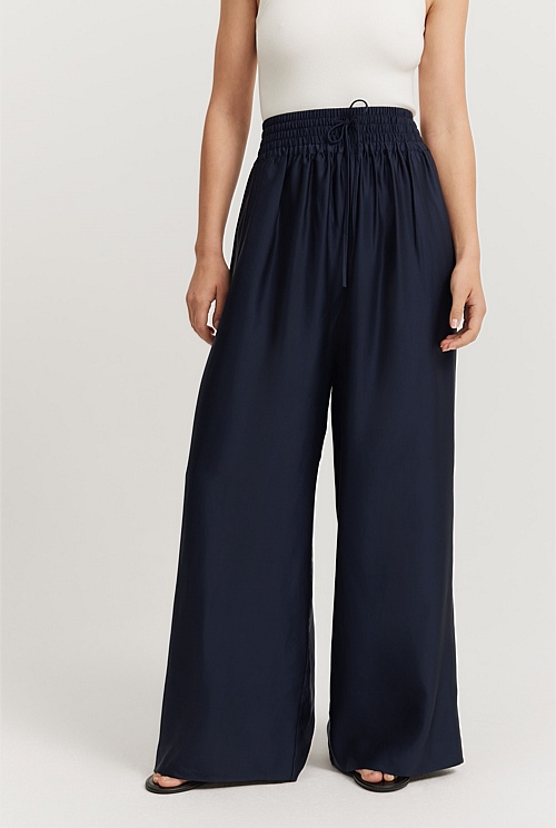 Navy Multi-Channel Palazzo Pant - Pants | Country Road
