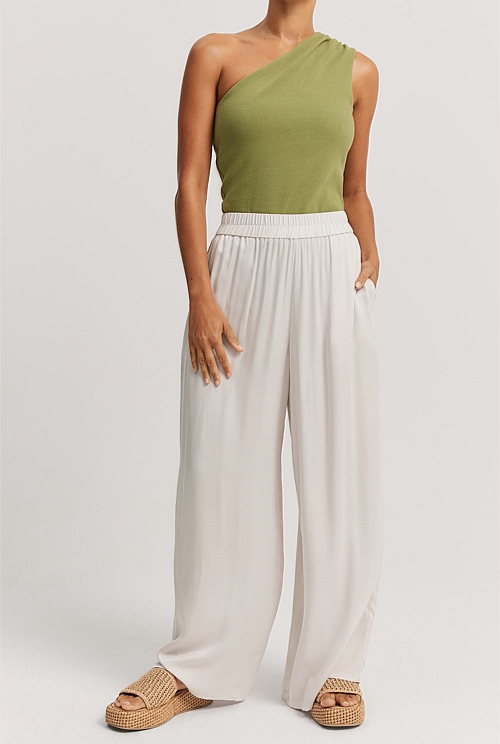Stone Pull-on Cupro Pant - Pants | Country Road
