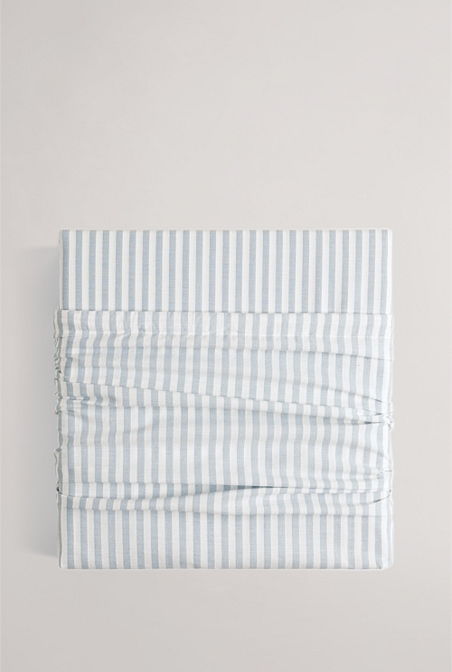 Mineral Blue Brae Australian Cotton Stripe King Single Quilt Cover ...