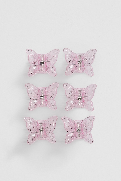 Mineral Pink Butterfly Clip Pack of 6 - Accessories | Country Road