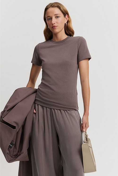 Truffle Australian Cotton Blend Fitted T-Shirt - T-Shirts & Tops ...