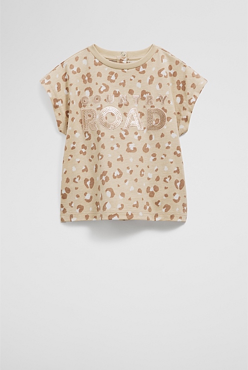 Animal Print Organically Grown Cotton Sequin Logo T-Shirt - T-Shirts ...