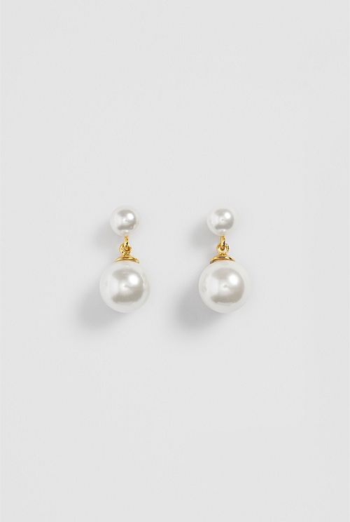 Gold Mini Pearl Drop Earring - Earrings | Country Road