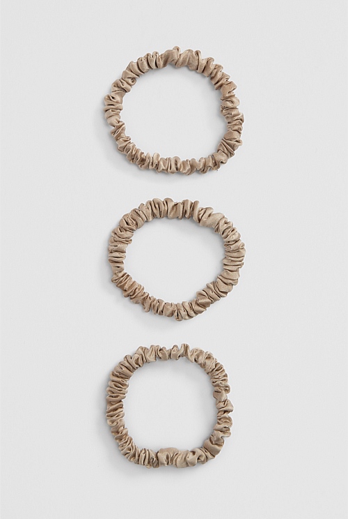 Natural Small Silk Scrunchie Pack of 3 - Hair Accessories | Country Road