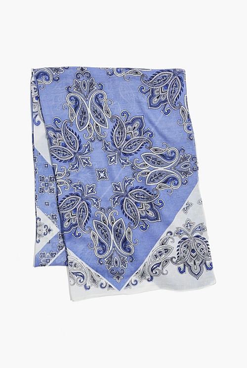Periwinkle Blue Foulard Print Scarf - Hats, Scarves & Gloves | Country Road