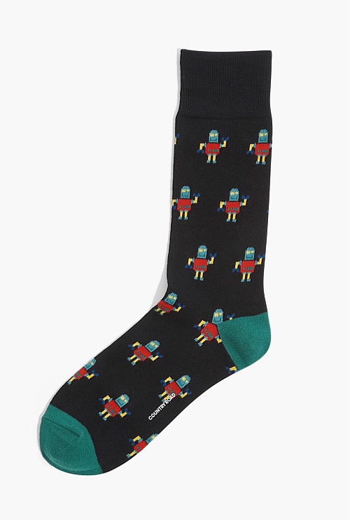 Black Robot Sock - Socks | Country Road