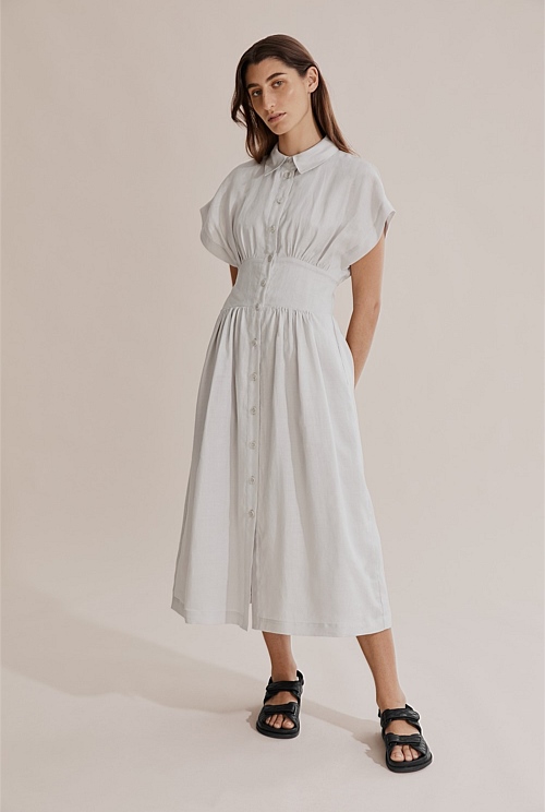 Ice Grey Button Front Maxi Dress - Dresses | Country Road