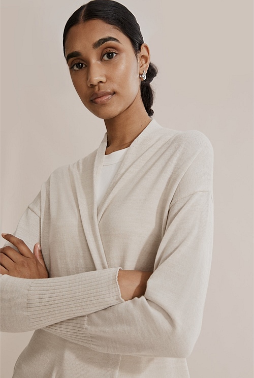 Cloud Melange Verified Australian Merino Wool Cardigan - Knitwear ...