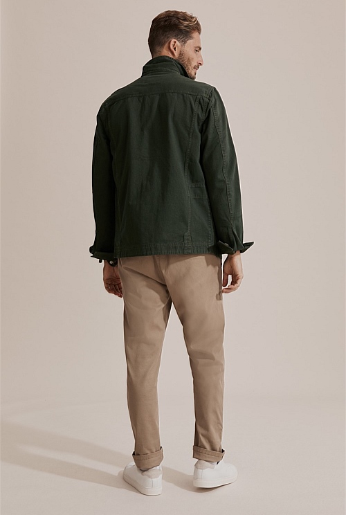 Dark Olive Shirt Jacket - Natural Fibres | Country Road