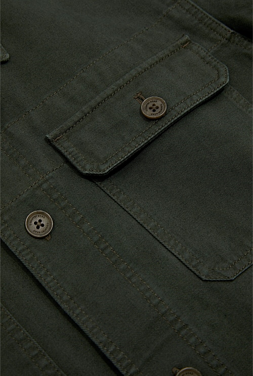 Dark Olive Shirt Jacket - Natural Fibres | Country Road