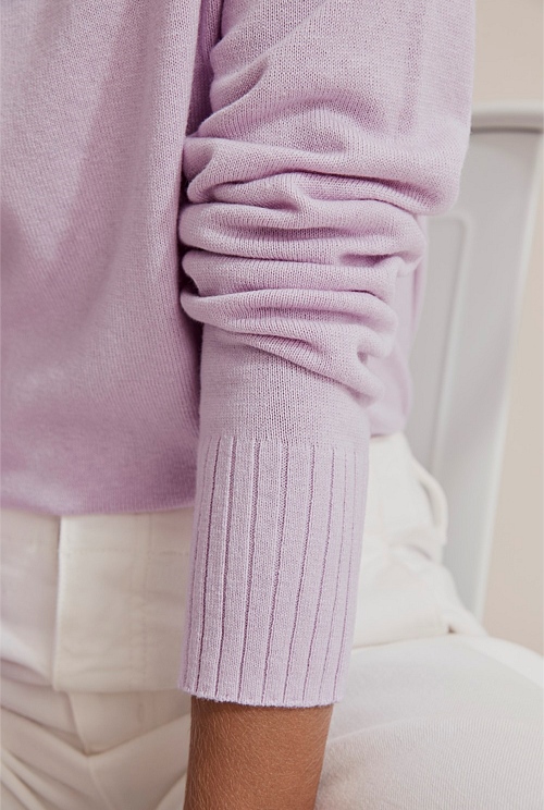 Lilac Lightweight Crew Knit - Natural Fibres | Country Road