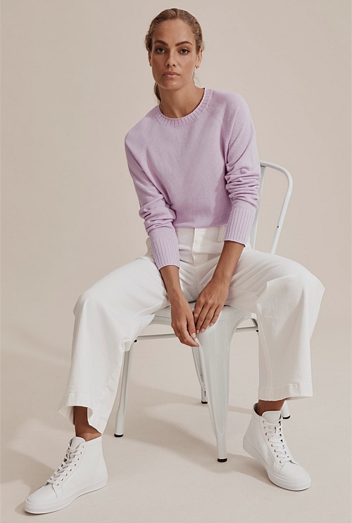 Lilac Lightweight Crew Knit - Natural Fibres | Country Road
