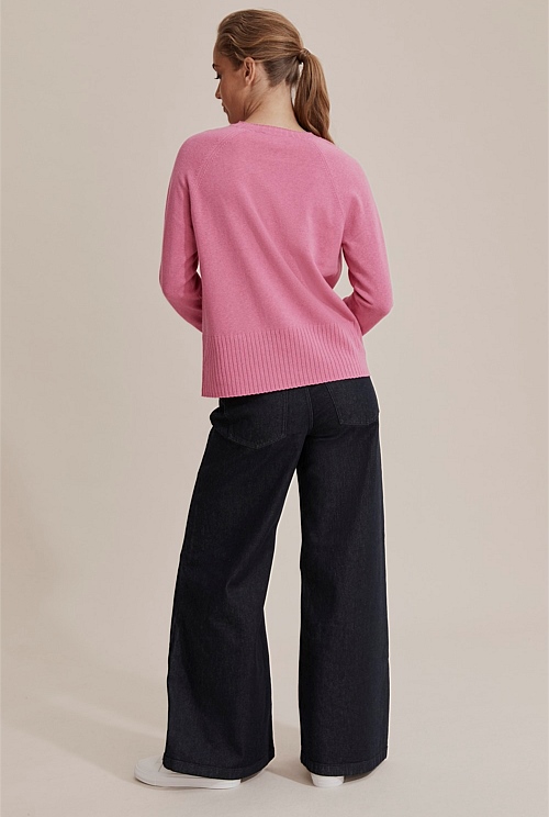 French Rose Lightweight Crew Knit - Natural Fibres | Country Road