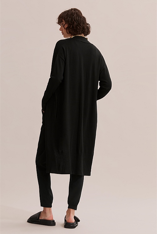 Black Verified Australian Merino Wool Cardigan - Supporting Animal ...