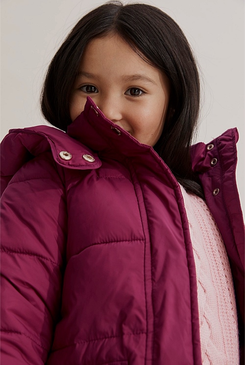 Deep Berry Quilted Puffer - Jackets & Coats | Country Road