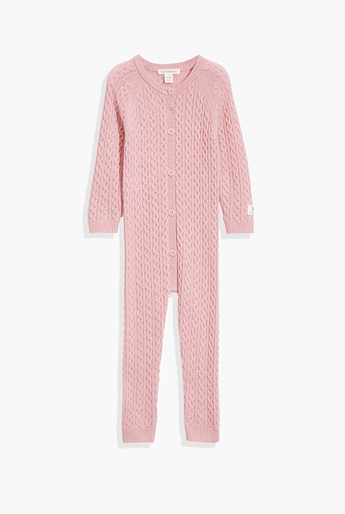 Dust Pink Cable Knit Jumpsuit - Jumpsuits & Bodysuits | Country Road