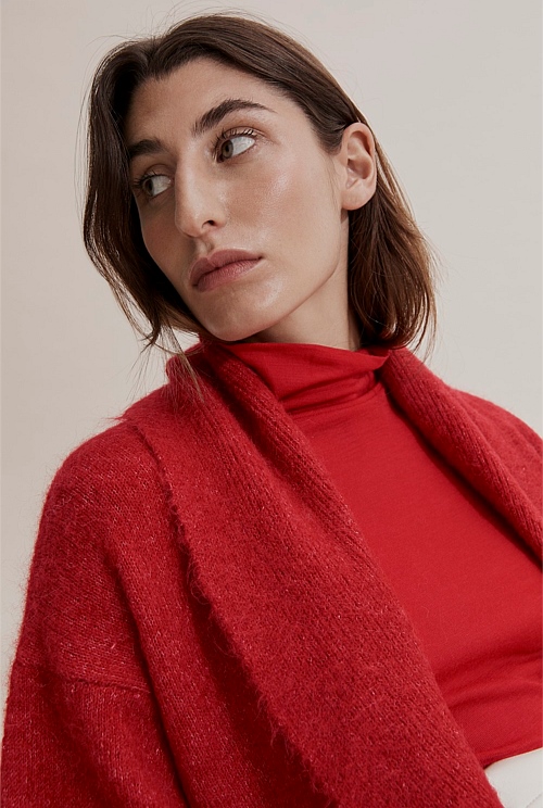 Lipstick Red Babywool Roll Neck Skivvy - Natural Fibres | Country Road