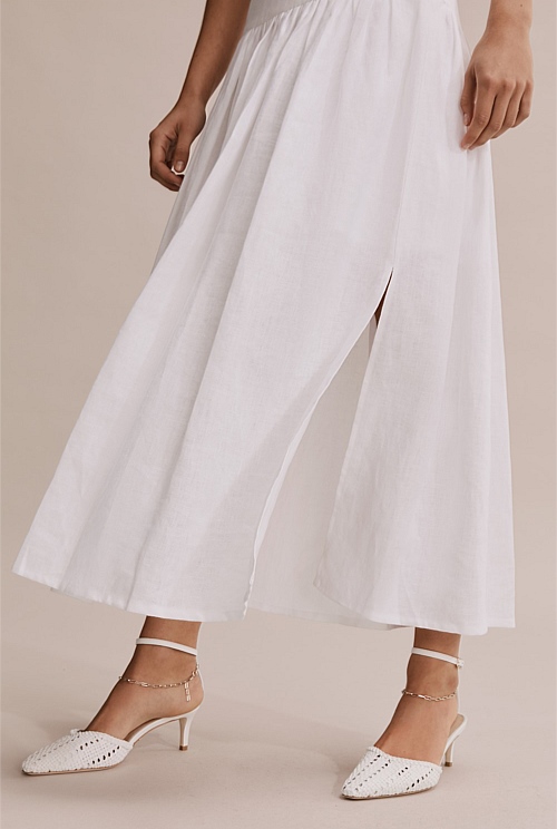 Antique White Organically Grown French Linen Basque Maxi Skirt ...