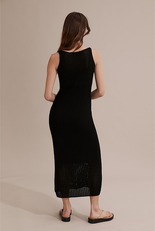 Black Textured Knit Dress - Knitwear | Country Road