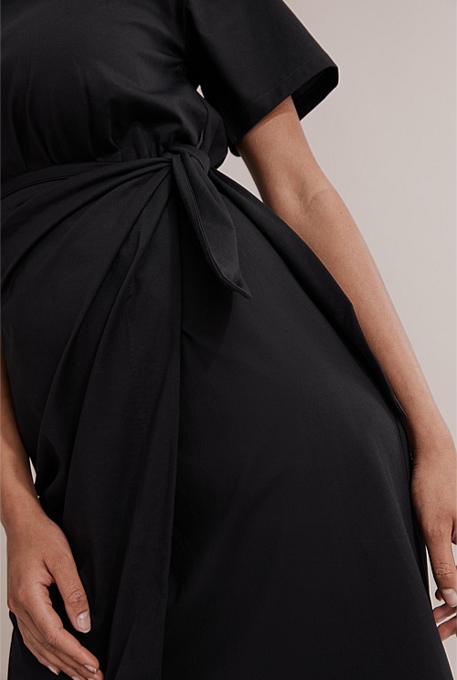 Black Wrap Front T-Shirt Dress - Dresses | Country Road