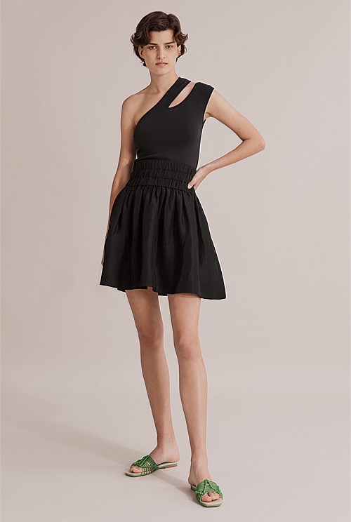 Black Gathered Mini Skirt - Skirts | Country Road