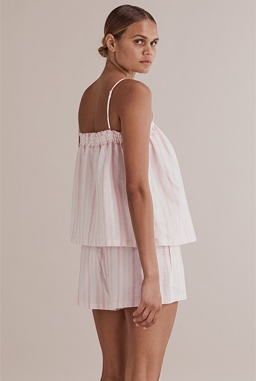 Soft Pink Linen Ruffle Cami - Sleepwear | Country Road