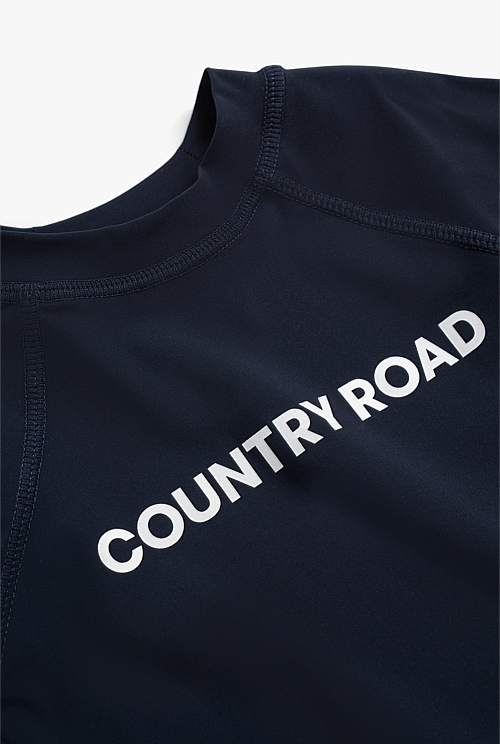 Navy Recycled Nylon Logo Rashie - Swimwear | Country Road