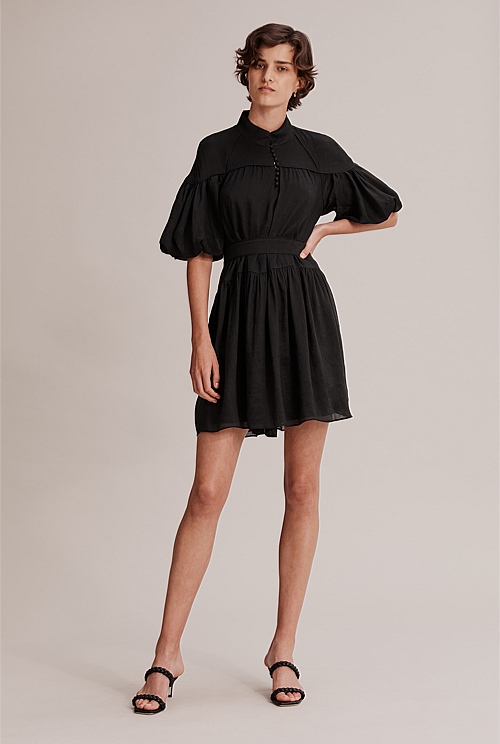 Black Blouson Sleeve Dress - Dresses | Country Road