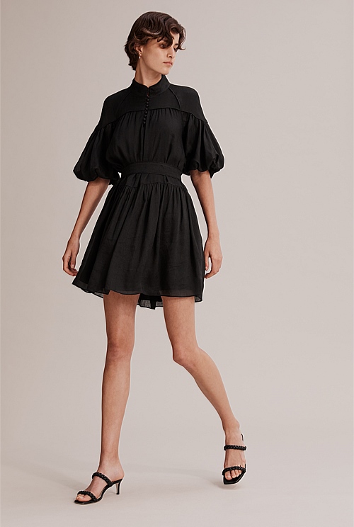 Black Blouson Sleeve Dress - Dresses | Country Road