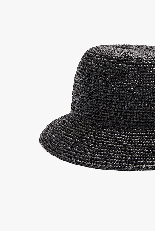 Black Raffia Bucket Hat - Hats, Scarves & Gloves | Country Road