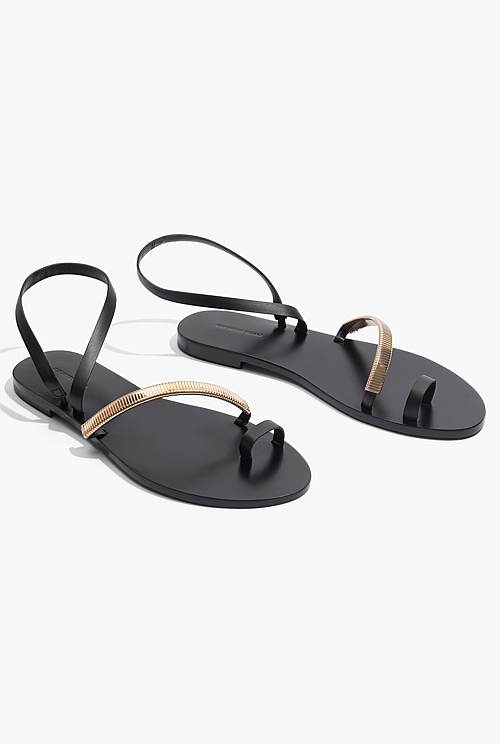 Black Leather Luella Sandal - Sandals & Thongs | Country Road