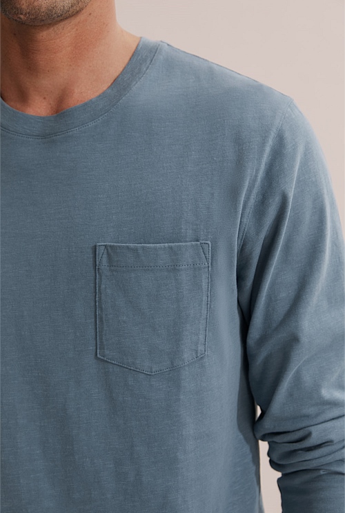 Washed Navy Slub T-Shirt - Natural Fibres | Country Road