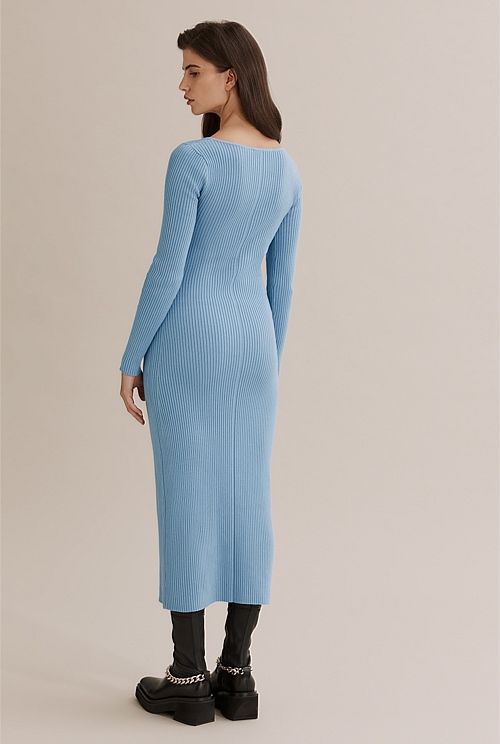 Palace Blue Knit Column Dress - Knitwear | Country Road