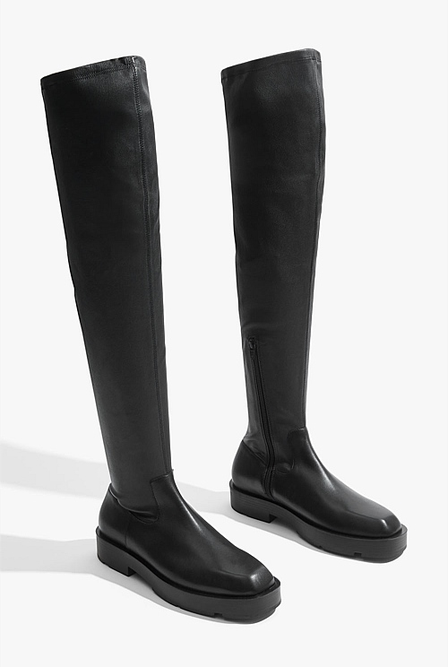 Black Ryder Over Knee Boot - Boots | Country Road