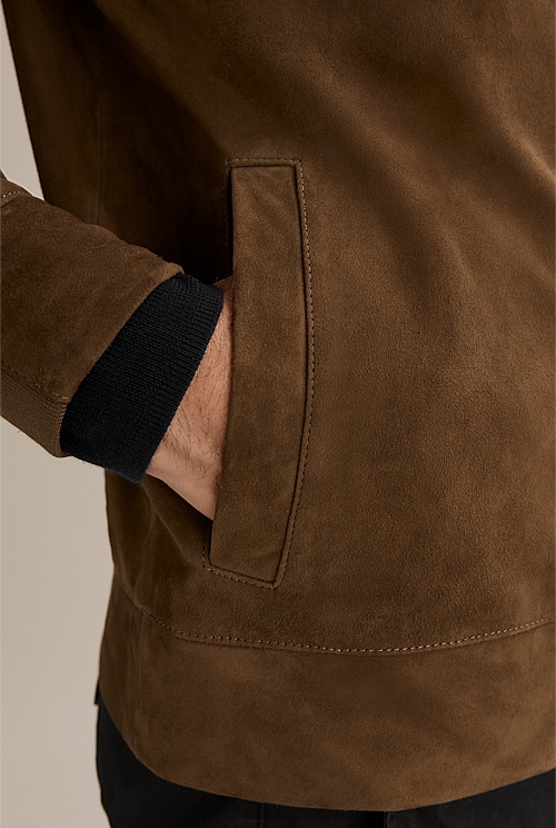 Chocolate Suede Jacket - Natural Fibres | Country Road