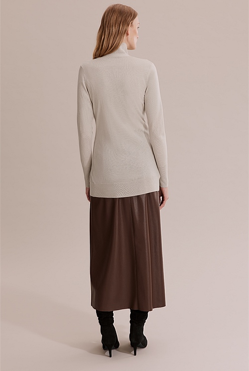 Stone Australian Merino Wool Silk Cardigan - Natural Fibres | Country Road