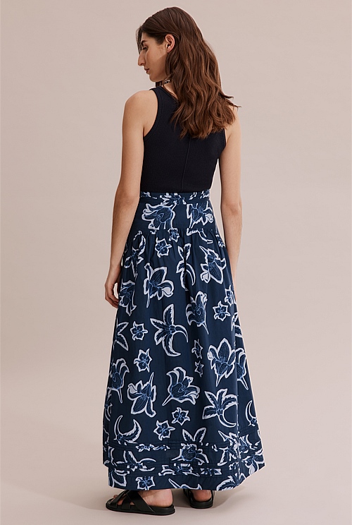 Botanical Print Print Basque Maxi Skirt - Skirts | Country Road