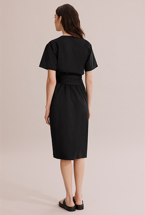 Black Wrap Front T-Shirt Dress - Dresses | Country Road
