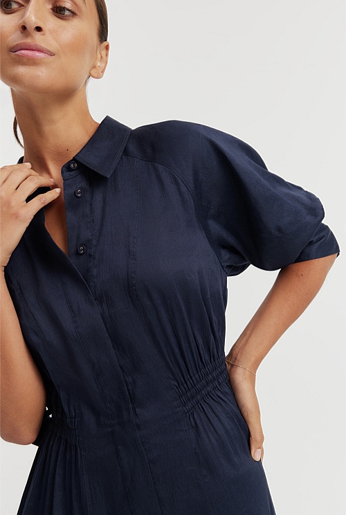 Midnight Blue Cinched Shirt Dress - Dresses | Country Road