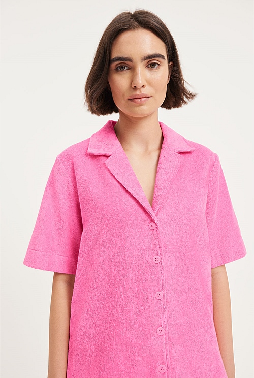 Candy Pink Australian Cotton Terry Shirt - Natural Fibres | Country Road
