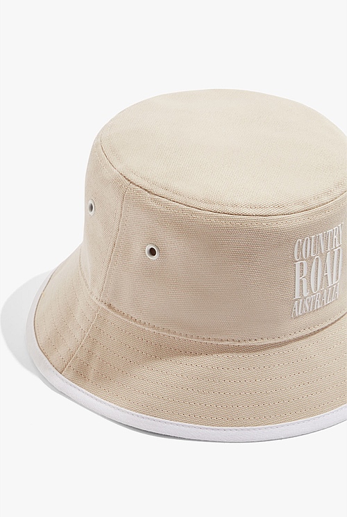 Sand CR Logo Bucket Hat - Hats, Scarves & Gloves | Country Road